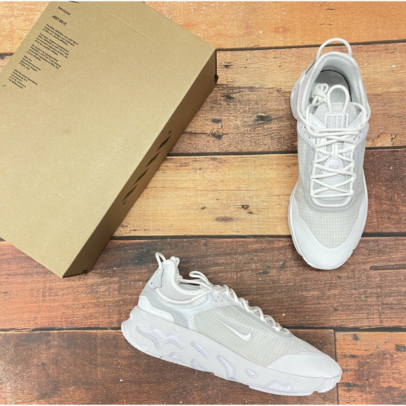 Nike | Shoes | Nike React Live Retro Running Sneaker Shoes Triple White ...